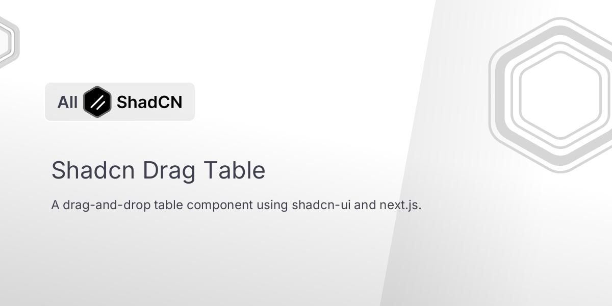 Shadcn Drag Table | All Shadcn