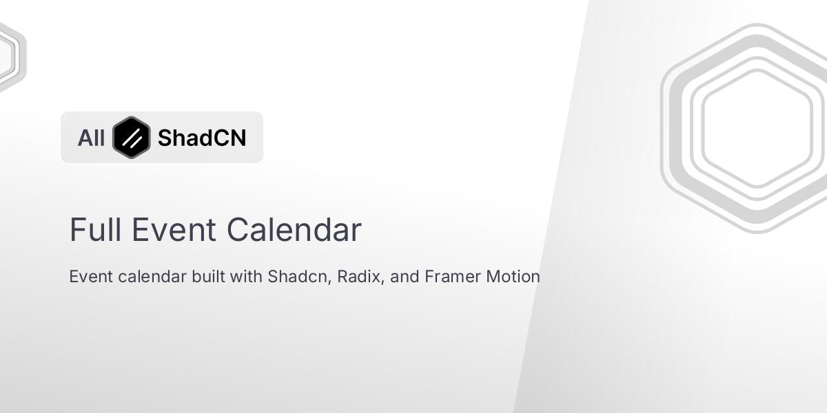 Full Event Calendar | All Shadcn