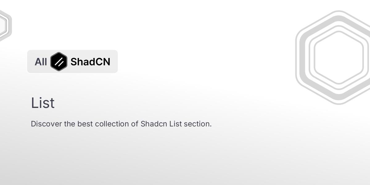 Shadcn List | All Shadcn