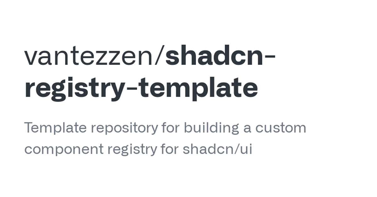 Shadcn Registry Template | All Shadcn