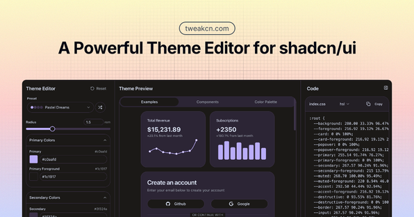 Tweakcn - Shadcn Theme Editor | All Shadcn